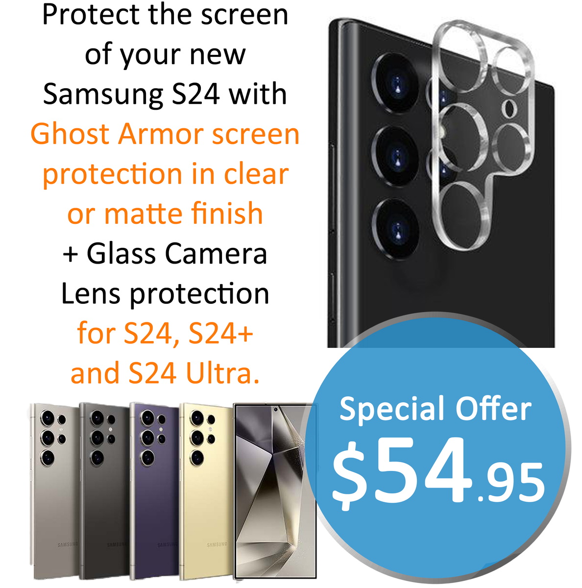 Protect your new Samsung S24 screen and camera lens – Ghost Armor Australia